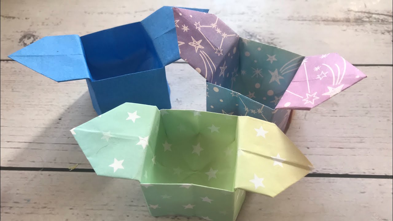 【折り紙】折り紙一枚ですごい簡単な箱の折り方・作り方動画origami box | shigeyuki.net
